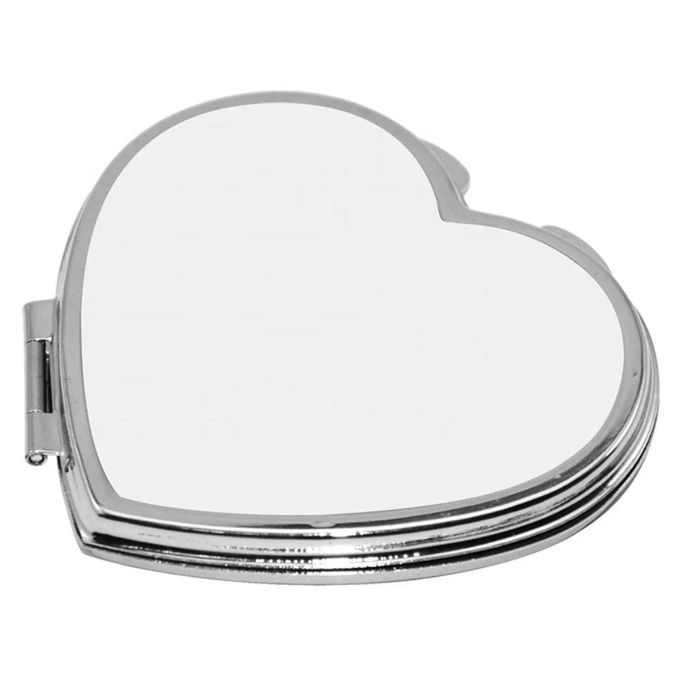 Heart Shaped Compact Mirror - Silver – artcoasterprinting