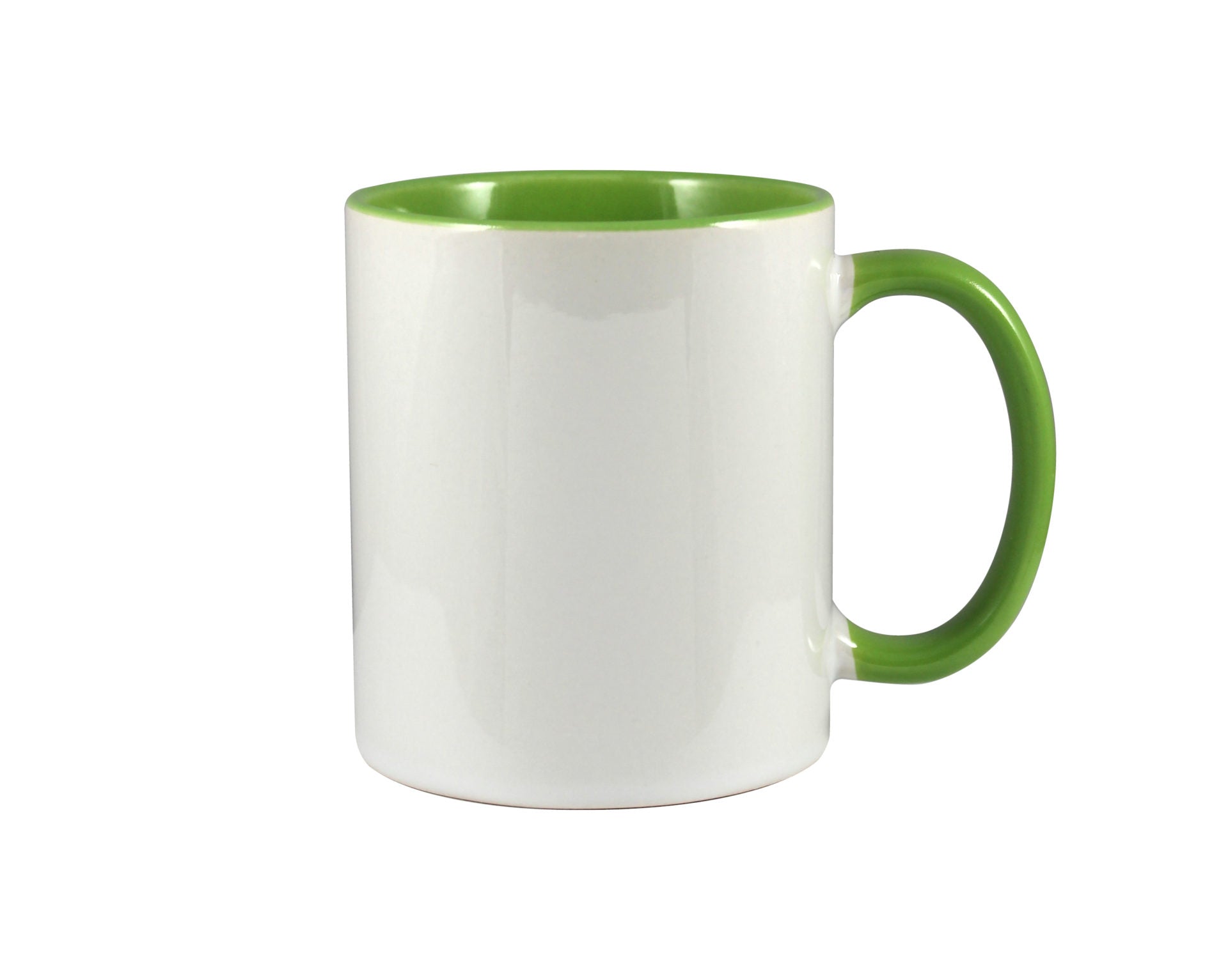 Get your art printed on our 11oz two tone Light Green mug ...