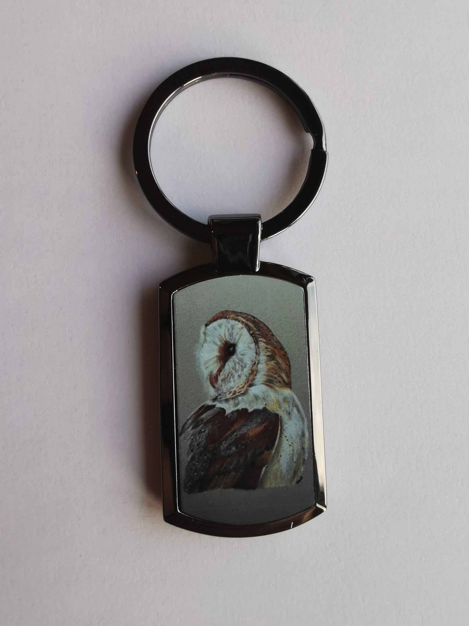 Rounded Rectangle Metal Key ring black – artcoasterprinting